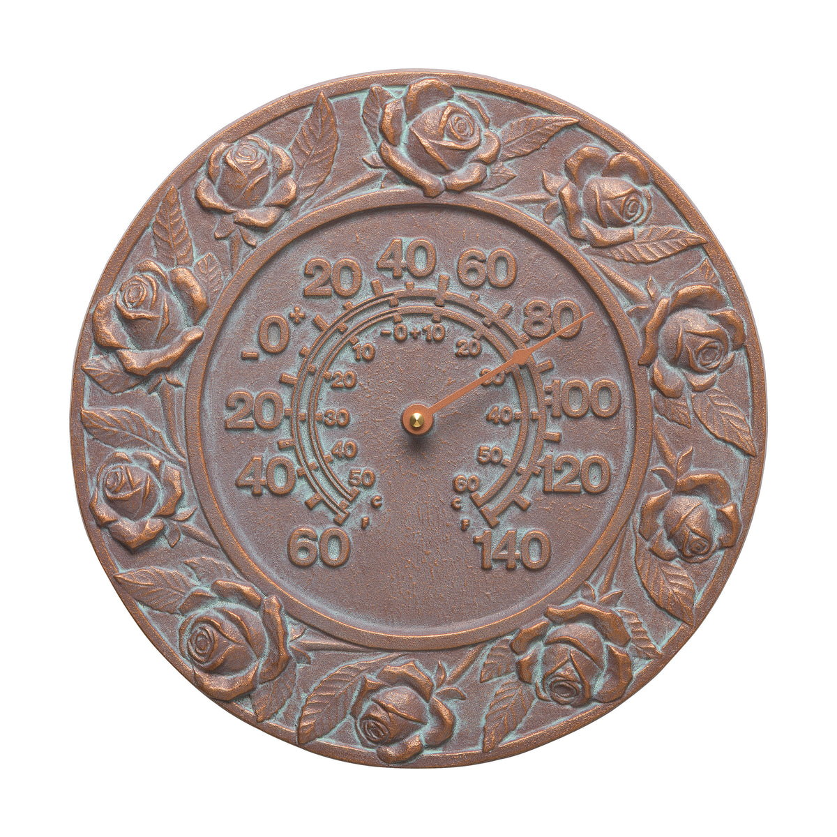 Rose 12" Indoor Outdoor Wall Thermometer Made from Solid cast Aluminum ...
