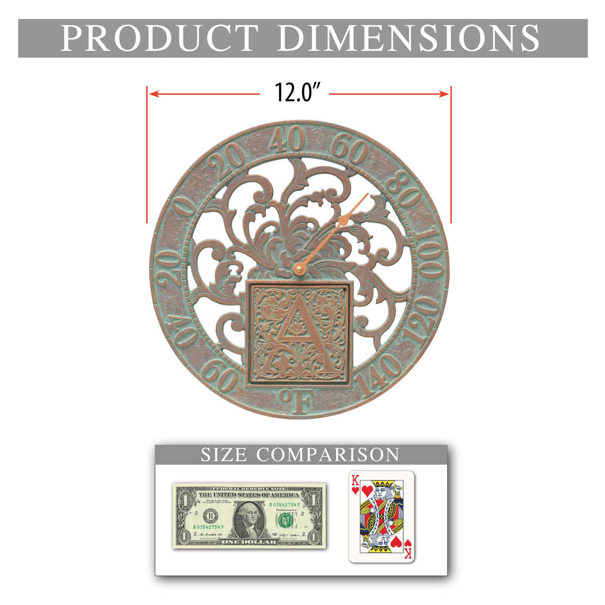 Silhouette Monogram 12" Personalized Indoor Outdoor Wall Thermometer M ...