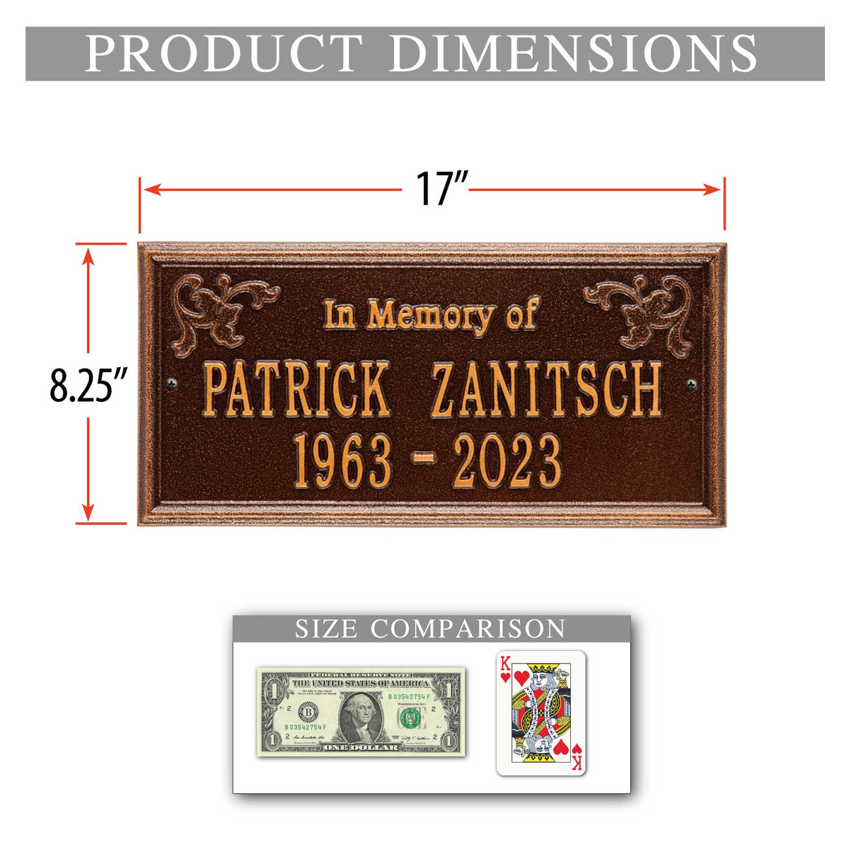 Personalized Cast Metal Memorial Plaque - The Wilmington, in memory, c ...