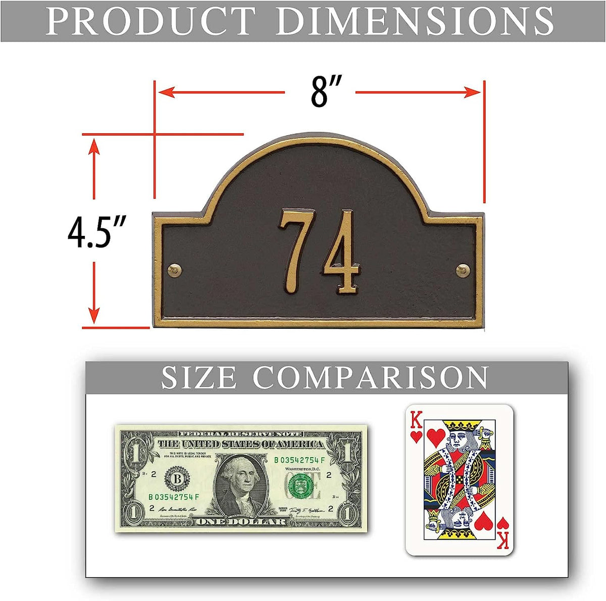 Small-Size Whitehall™ Personalized Cast Metal Address Plaque with Arch ...