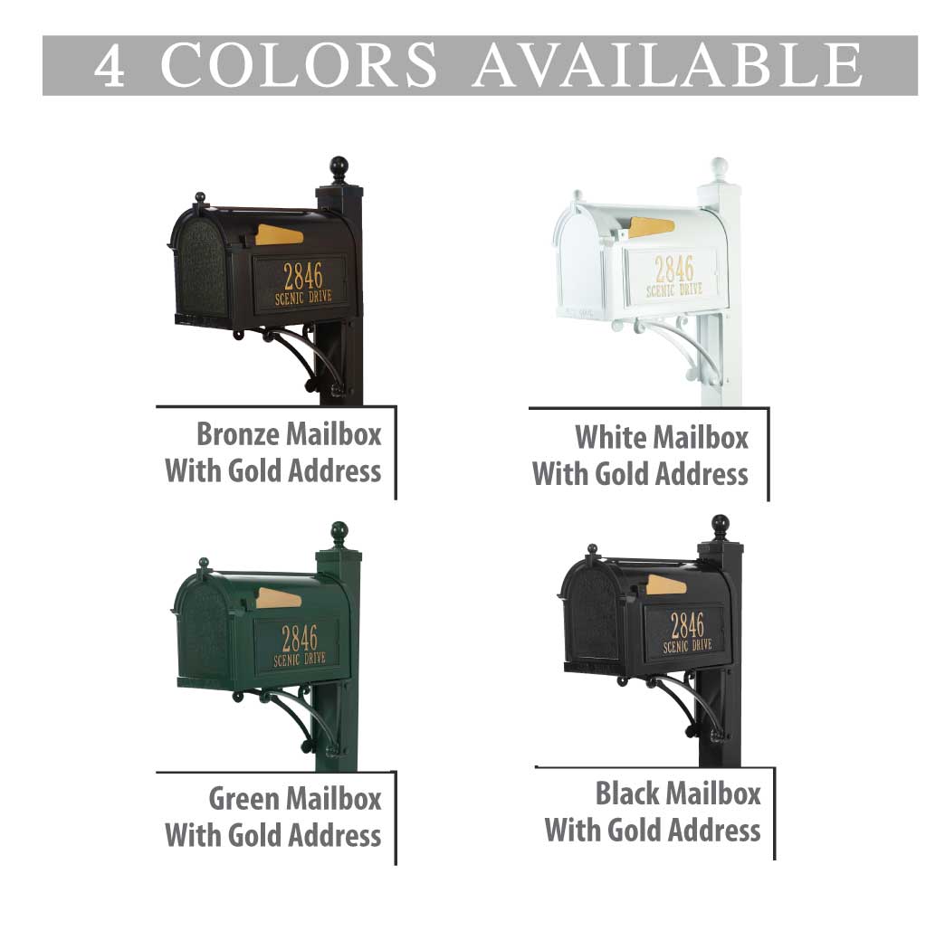 Personalized Whitehall Deluxe Capitol Mailbox with Side Address Plaque ...