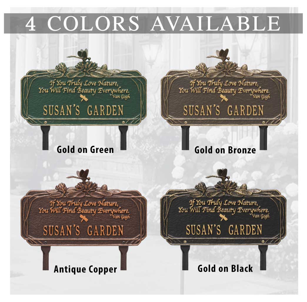 Personalized Cast Metal Yard Plaque - The Dragonfly Garden Quote Lawn ...