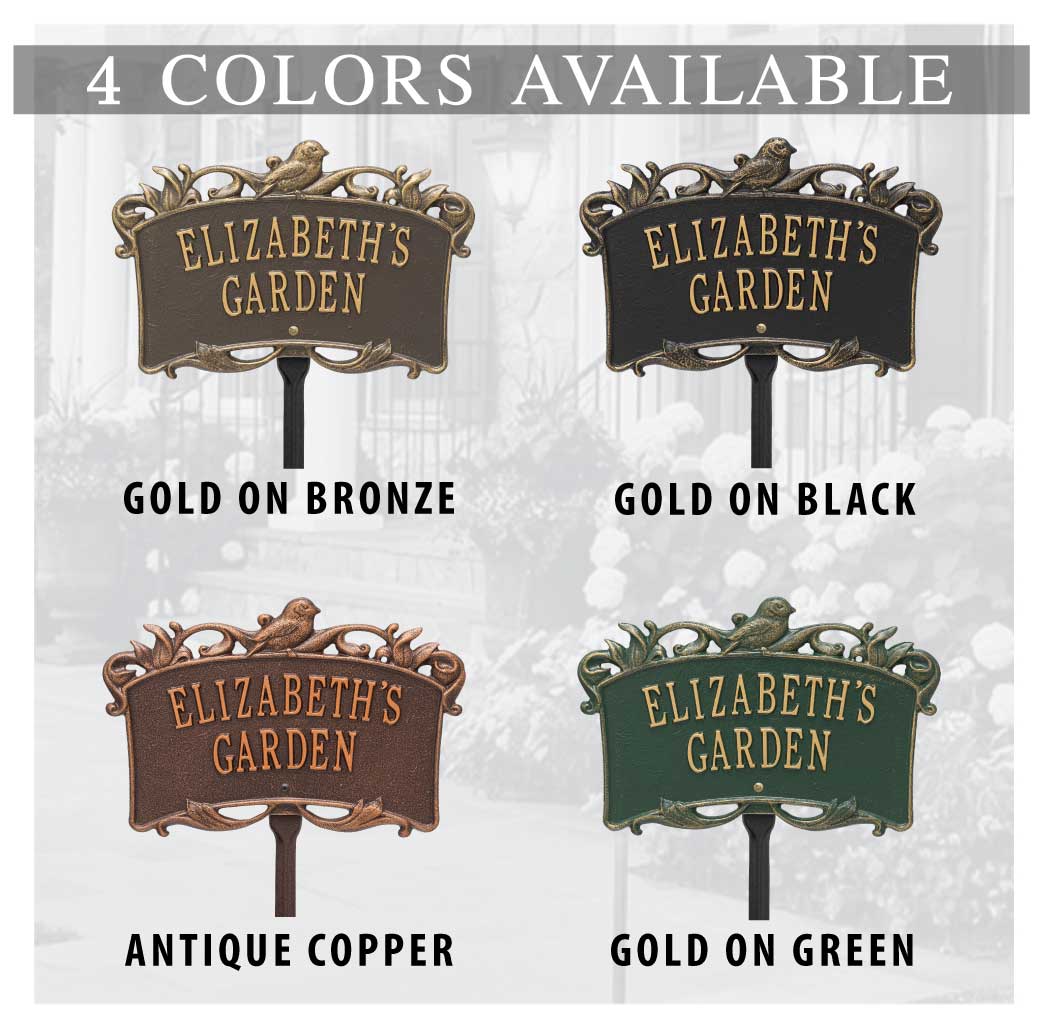 Personalized Cast Metal Yard Plaque - Song Bird Garden Lawn sign. Meas ...