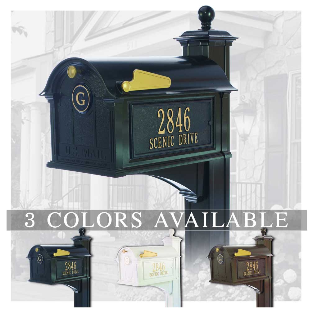 Personalized Whitehall Balmoral Mailbox with Side Address Plaques, Mon ...